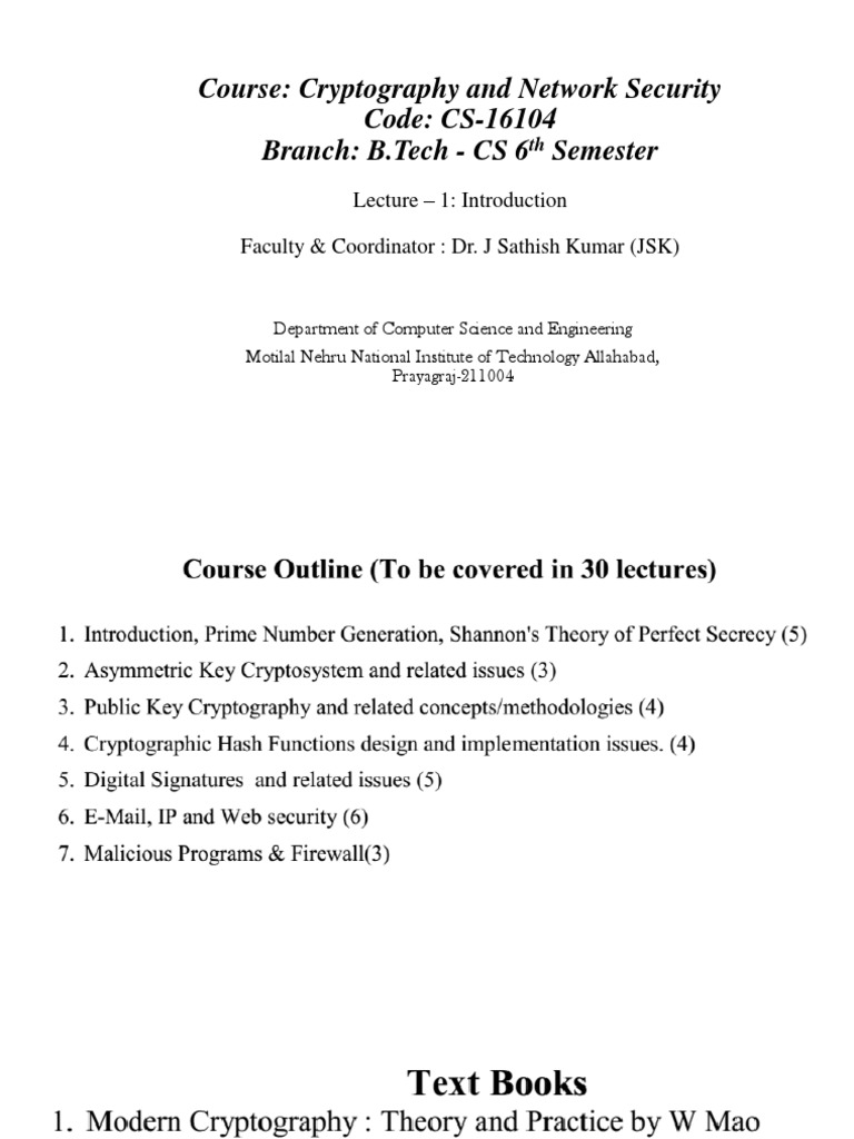 Lecture 1 Introduction Pdf Cipher Cryptography