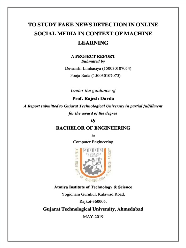 PDF To Study Fake News Detection in Online Social Media in Context of ...