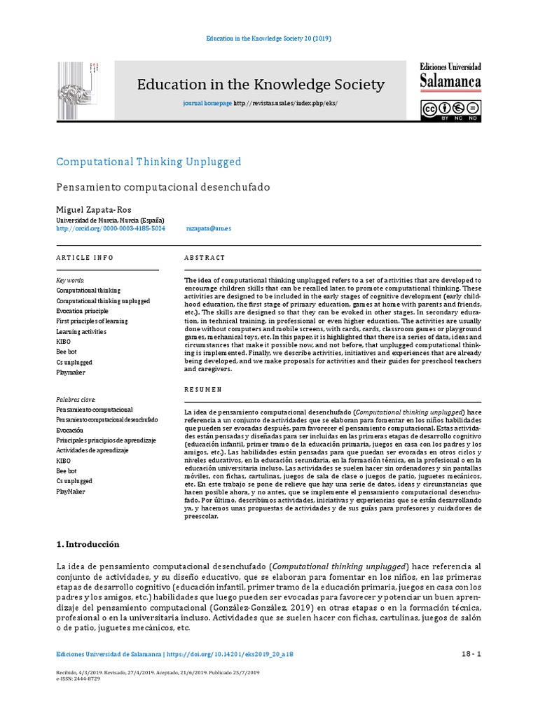 Computational Thinking Unplugged | PDF | Computers