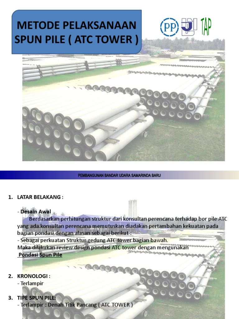 Metode Pemancangan Spun Pile ATC Tower | PDF | Teknologi & Rekayasa