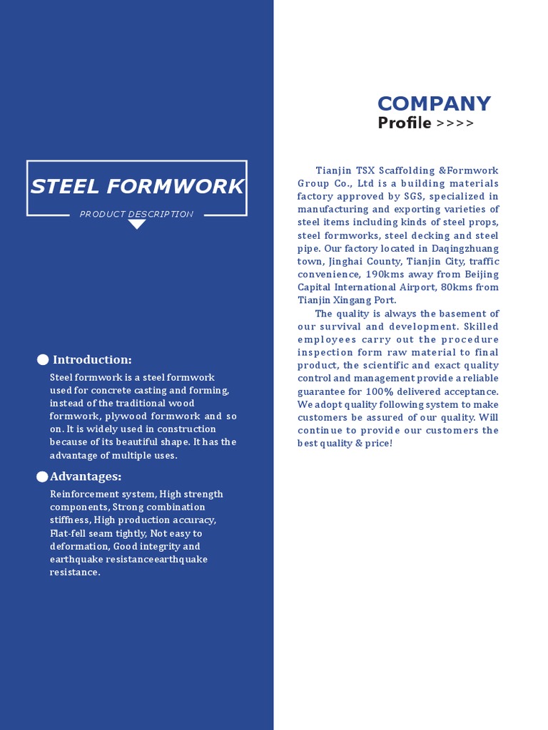 Steel Formwork Brochure | PDF | Welding | Construction