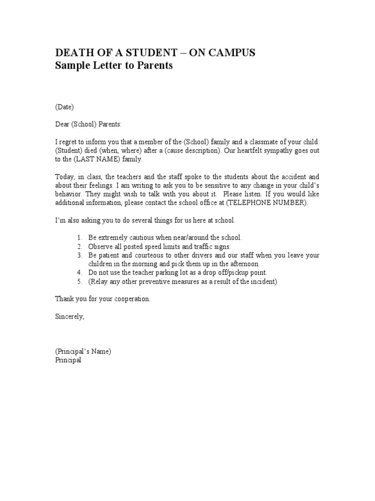 Student Death On Campus Letter | PDF | Career & Growth | Language Arts ...