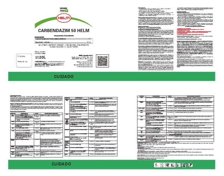 Etiqueta Carbendazim 50 Helm 20 L | PDF | Toxicidad | Agua