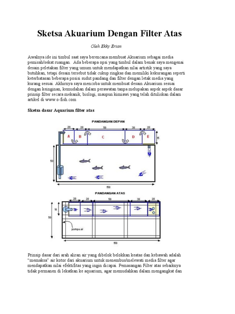 Sketsa Akuarium Dengan Filter Atas | PDF