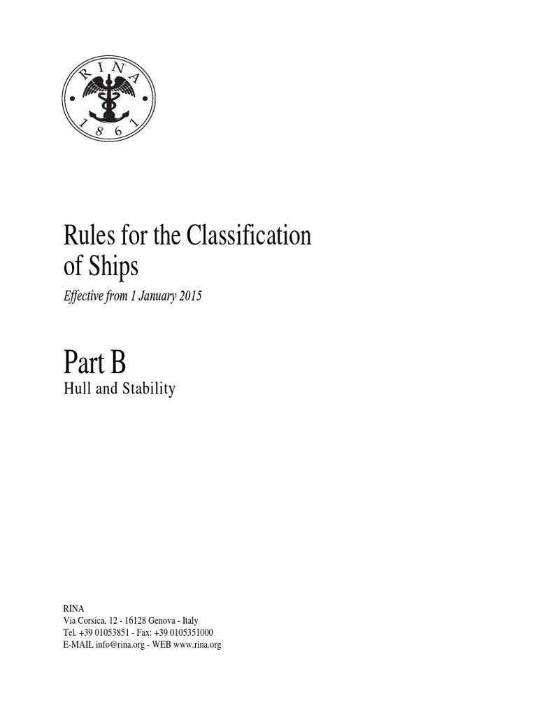 RINA Rules For The Classification 2015 Part B CH 5 To 8 | PDF ...