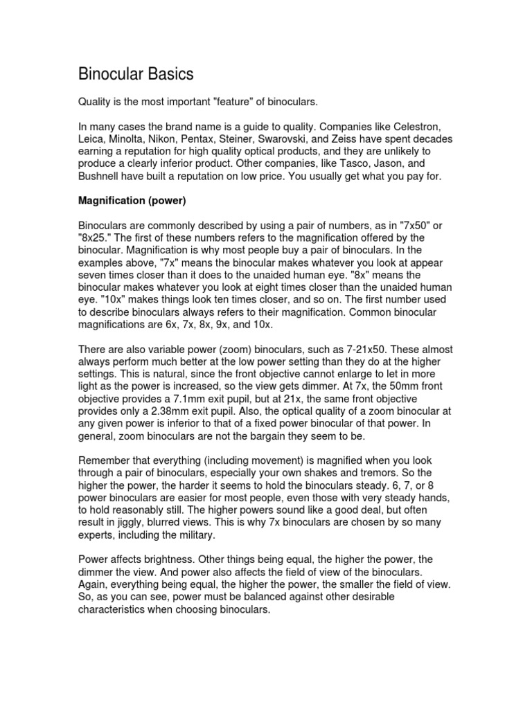 Binocular Basics 2012 | PDF | Electromagnetic Radiation | Natural ...