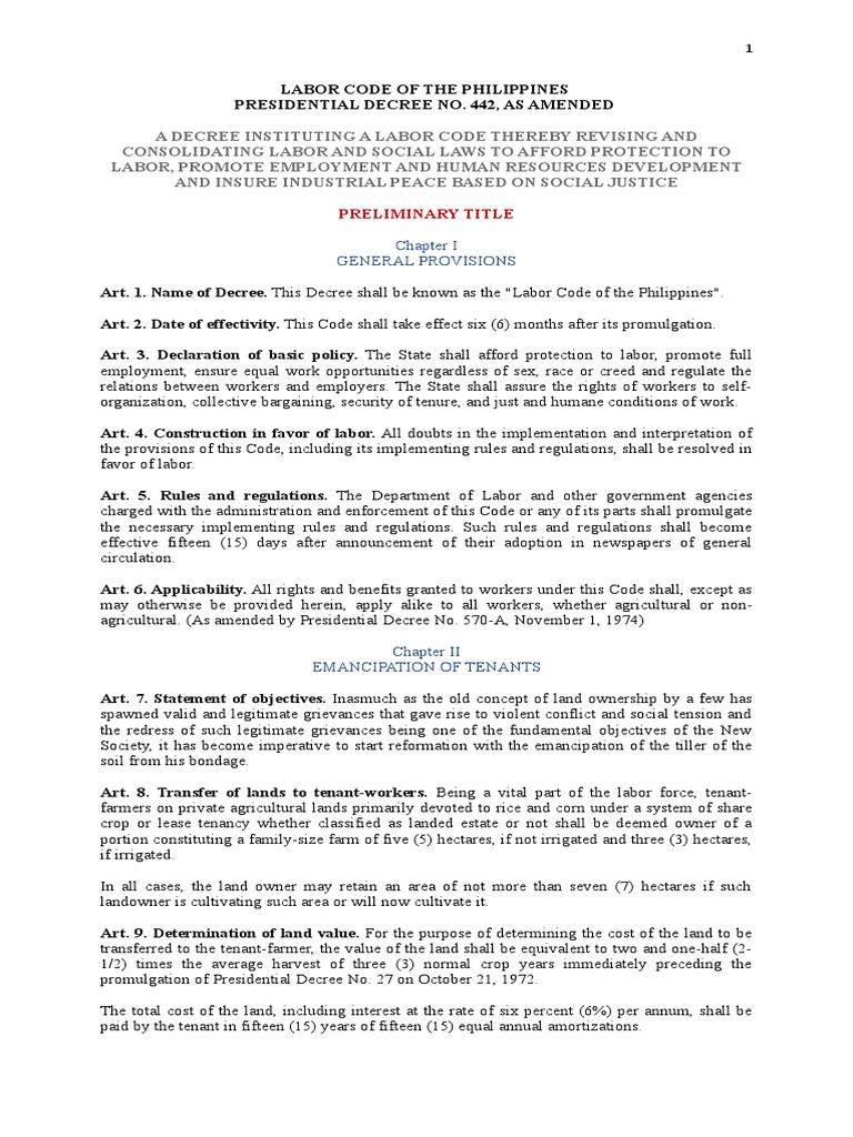 Labor Code of The Philippines | PDF | Apprenticeship | Human Resources