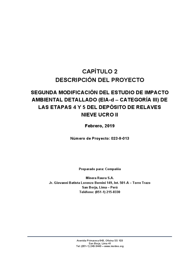 Capitulo 2 (Descripcion Del Proyecto) | PDF | Minería | Agua