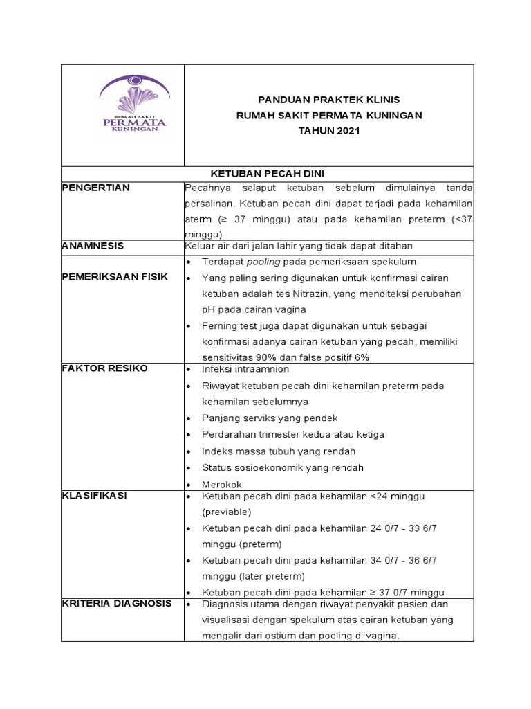 PPK Obgyn Ketuban Pecah Dini | PDF