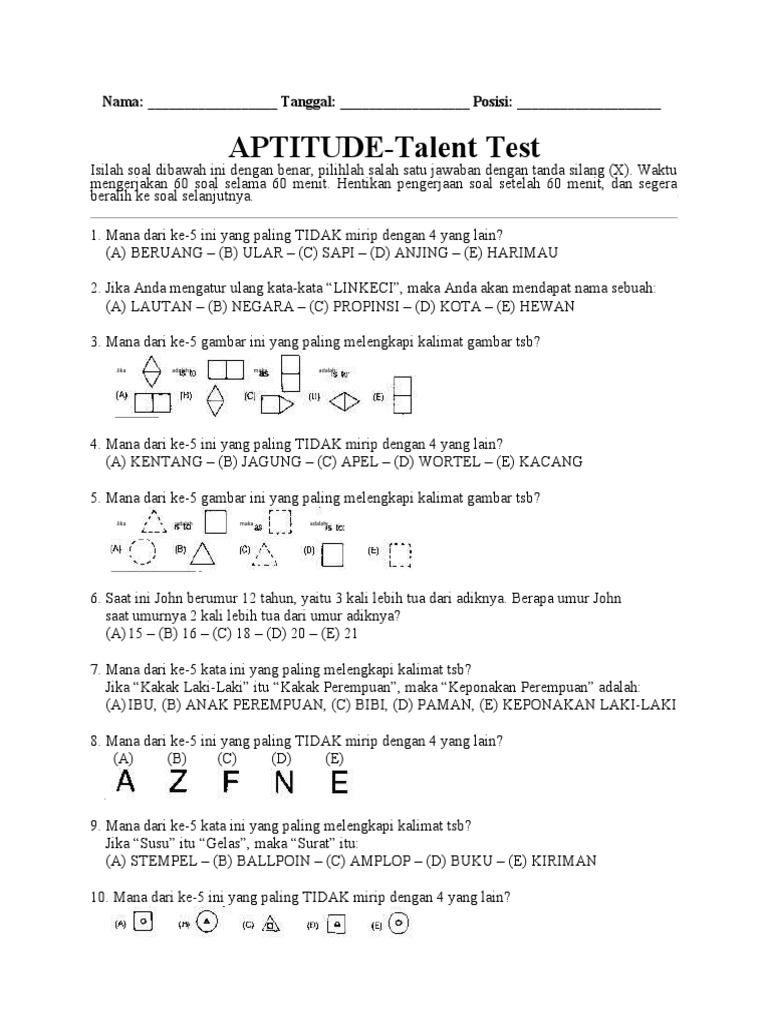 Aptitude Test Form - Indonesia | PDF | Metode & Bahan Ajar
