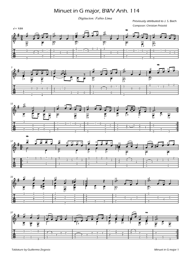 Minuet in G Major, BWV Anh.114 | PDF | Baroque Music | Harpsichord