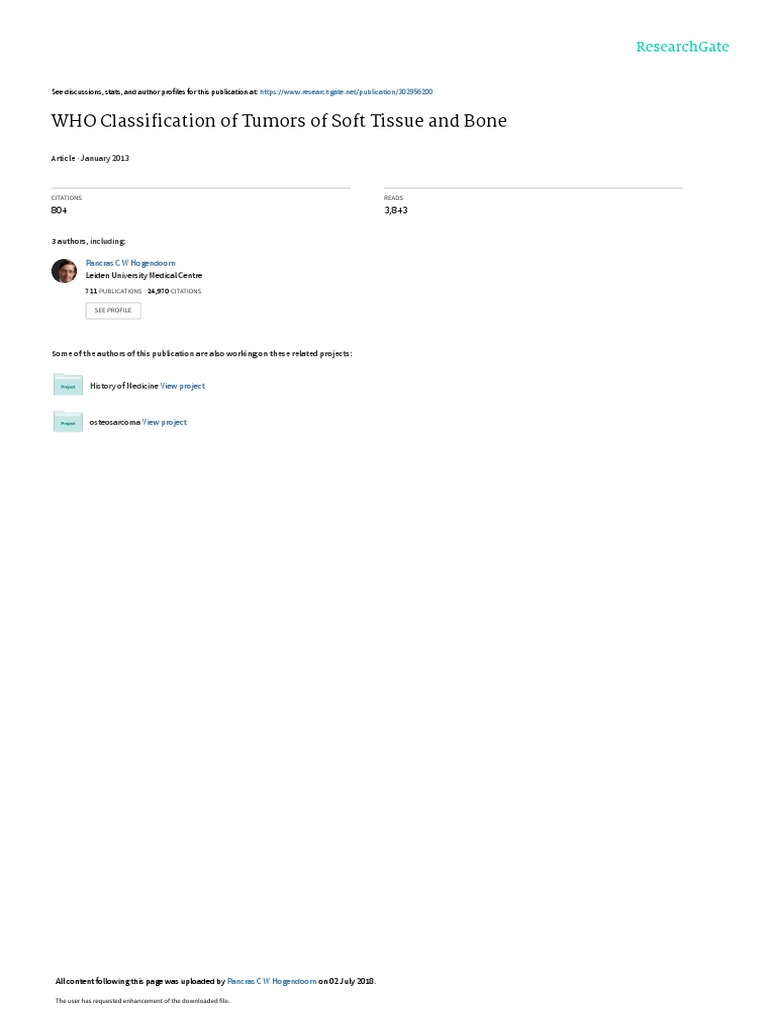 WHO Classification of Tumors of Soft Tissue and Bone | PDF | Sarcoma ...