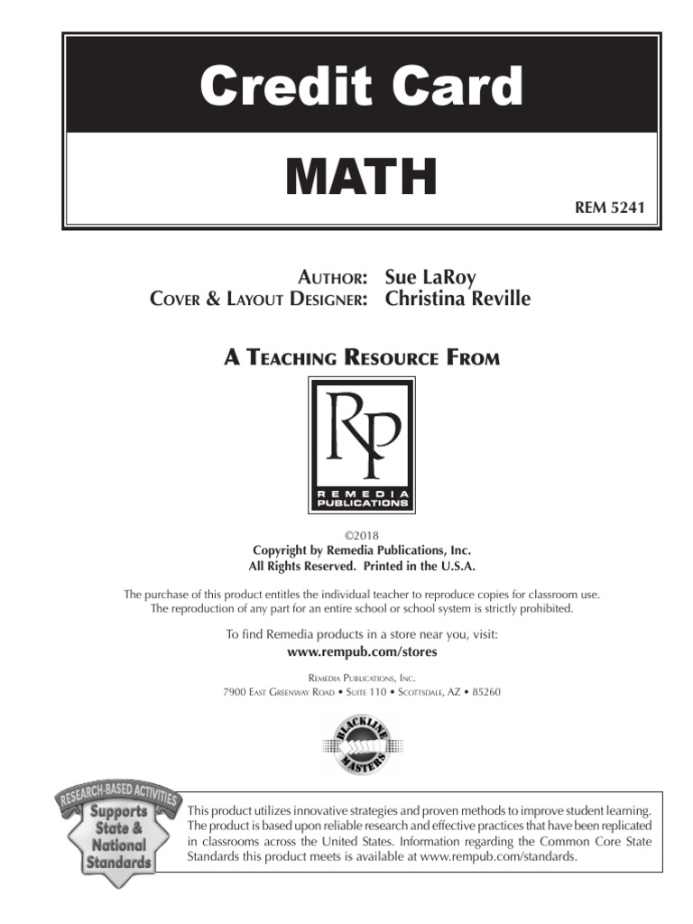 2 - Credit Card Math Life Skills Activities | PDF | Credit | Finance ...