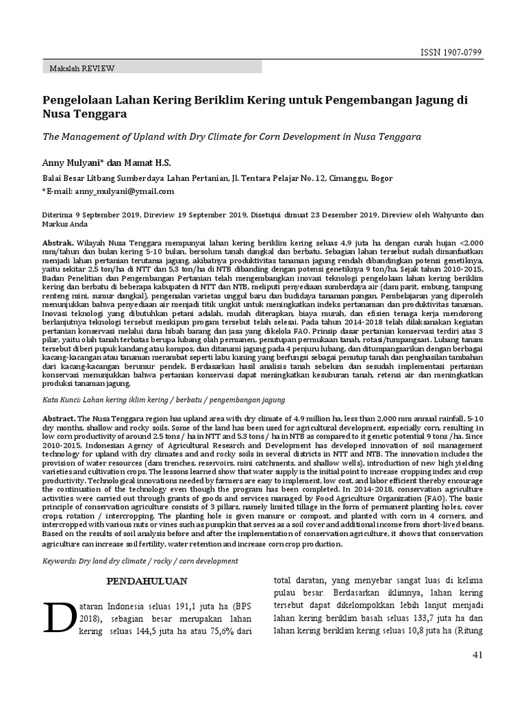 Pengelolaan Lahan Kering Beriklim Kering Untuk Pen | PDF
