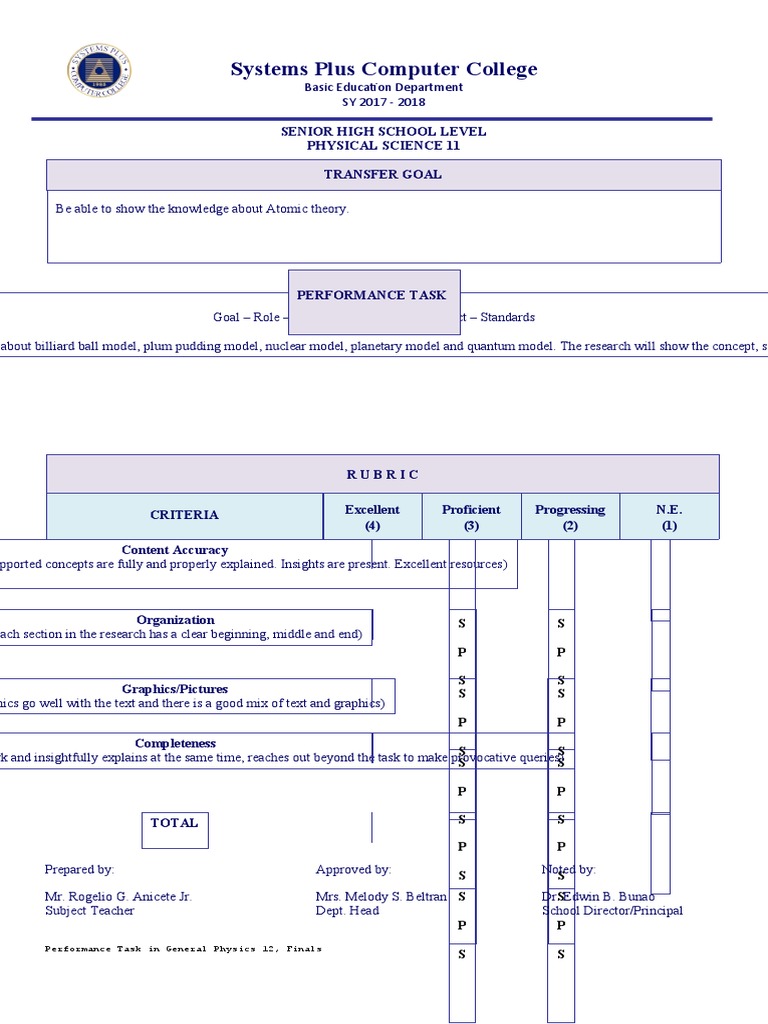 Grade 11 Performance Tasks Midterm | PDF | Science | Physics