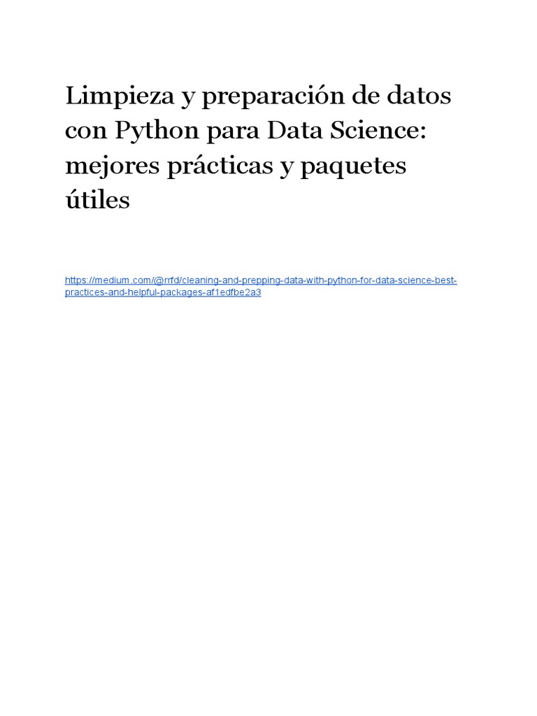 Limpieza y Preparación de Datos Con Python para Data Science - Mejores ...