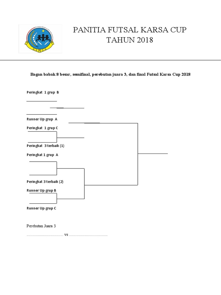 Bagan Pertandingan Futsal Karsa Cup 2018 | PDF | Olahraga & Rekreasi