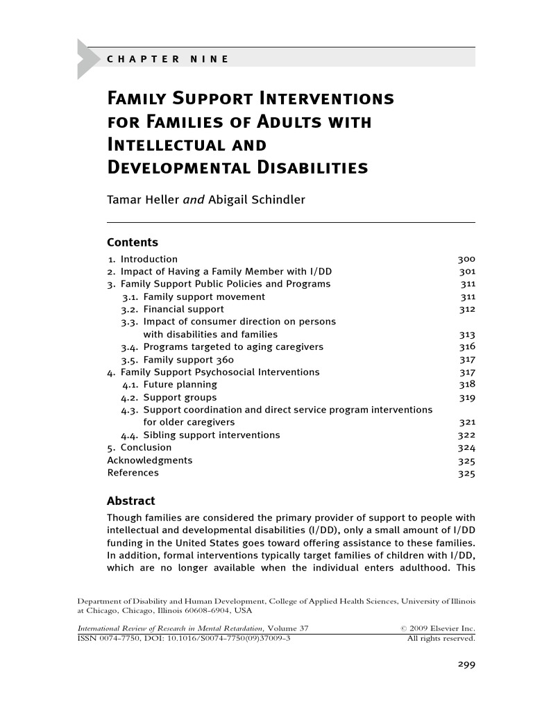 Family Support Interventions For Families of Adults With Intellectual ...