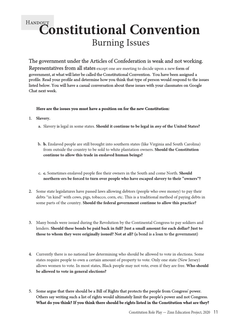 Burning Issues Constitutional Convention | PDF | Slavery | U.S. State