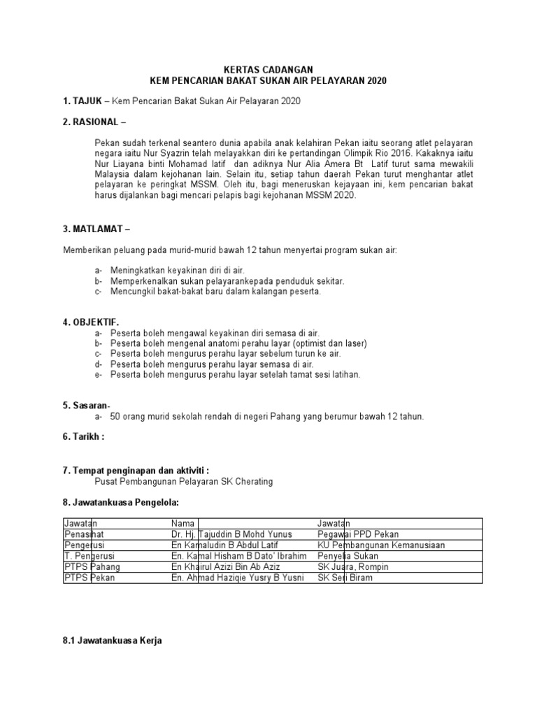 KERTAS CADANGAN Sailing | PDF