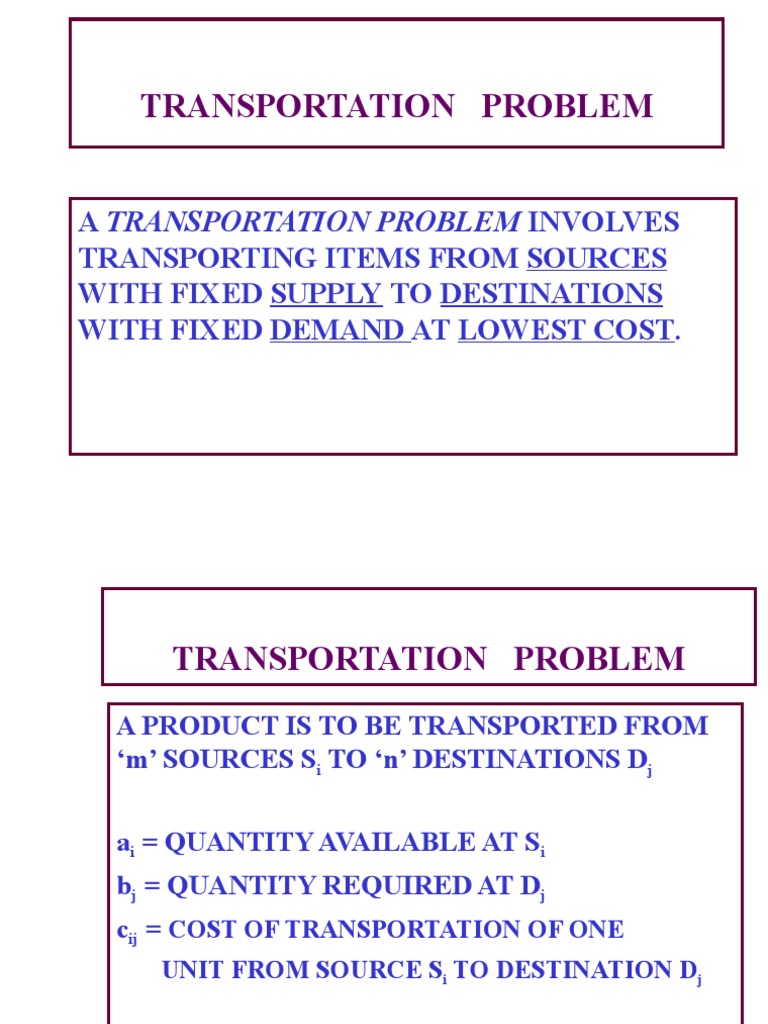 Transshipment Problem Overview | PDF | Matrix (Mathematics) | Computer ...