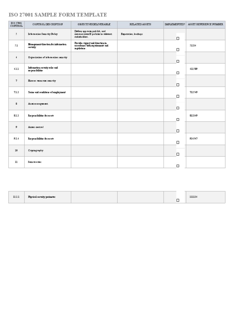 IC ISO 27001 Sample Form 10838 | PDF | Information Security | Information