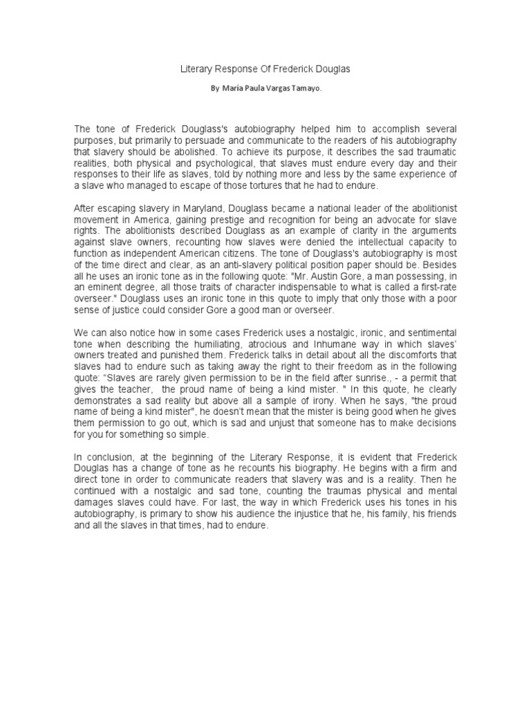 The Tone of Frederick Douglass | PDF | Frederick Douglass ...