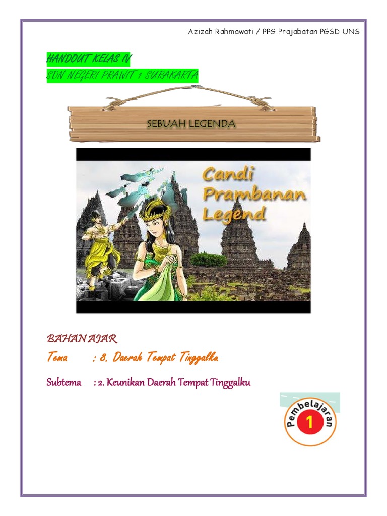 Legenda Roro Jonggrang: Candi Prambanan | PDF