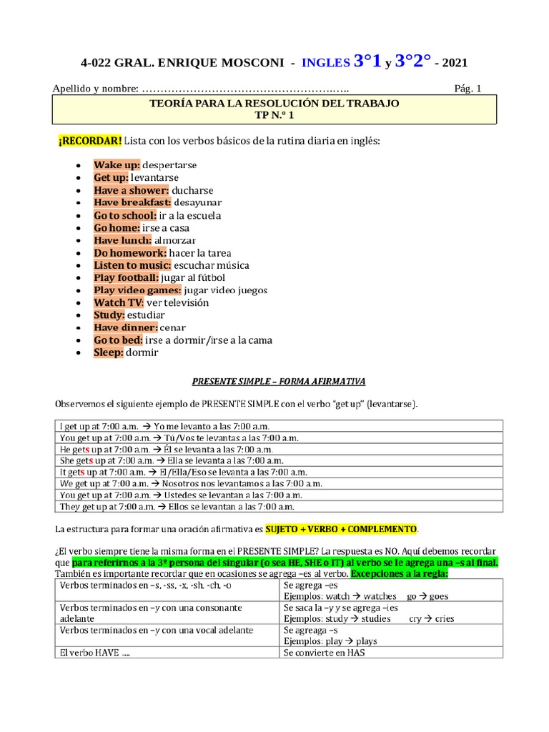 01 Present Simple - Theory and Activities | Download Free PDF ...