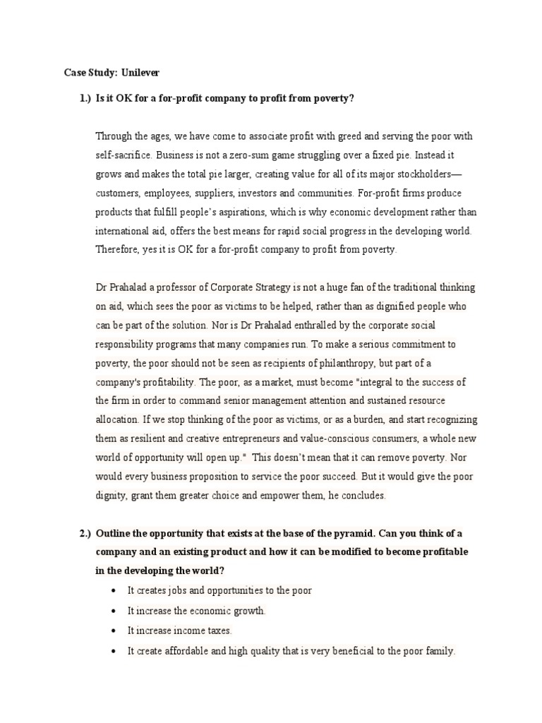 Case Study Unilever | PDF | Poverty | Poverty & Homelessness
