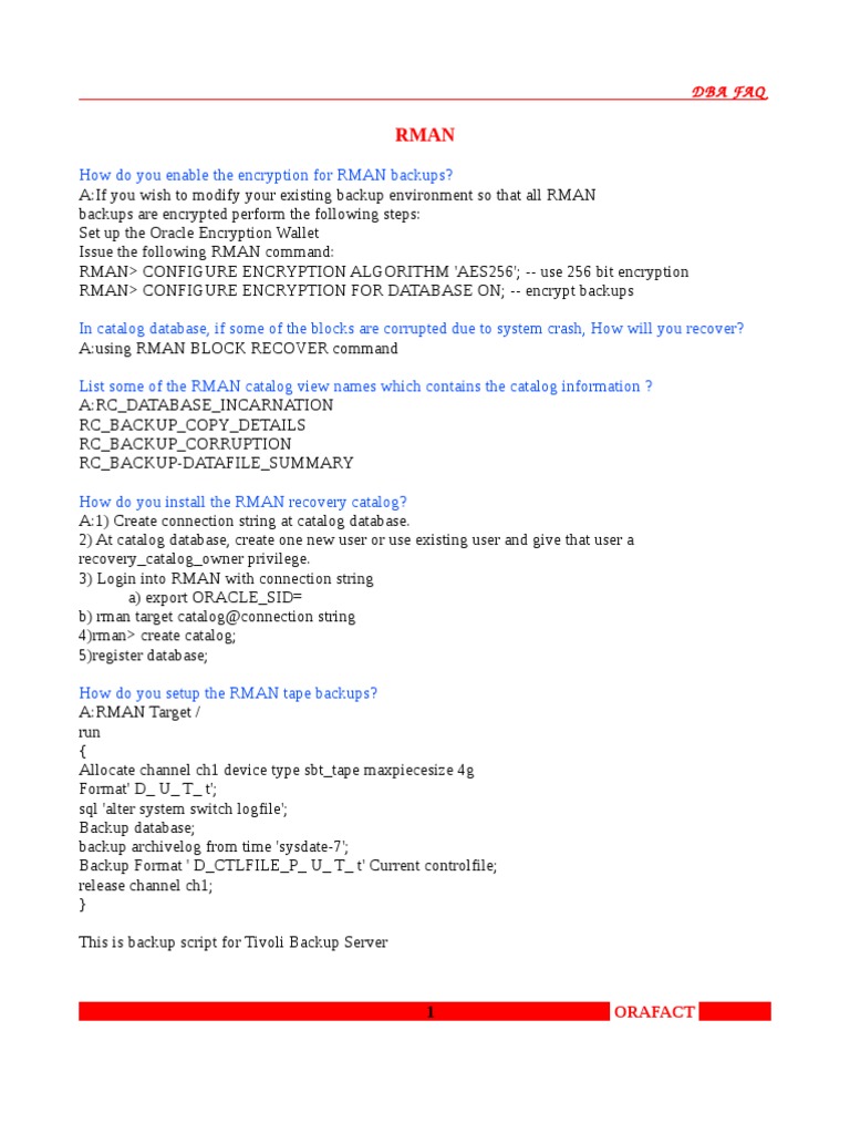 Faq Rman | PDF | Backup | Oracle Database