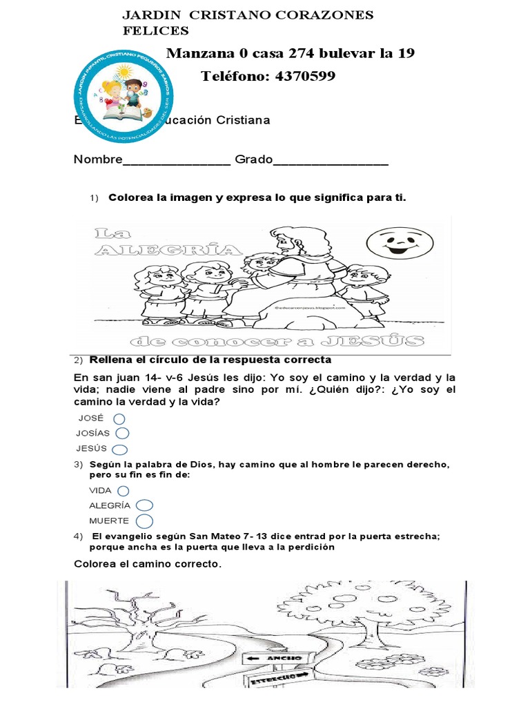 Examen de Educacion Cristiana | PDF