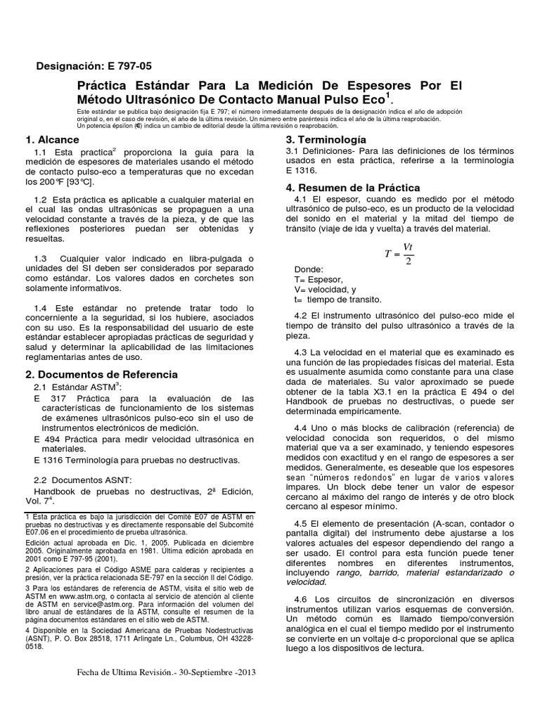 Astm E797-05 | PDF | Calibración | Ultrasonido
