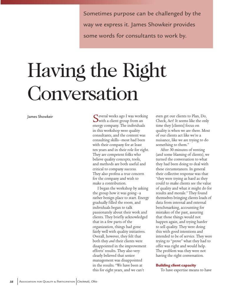 Having The Right Conversation | PDF | Consultant | Cognition