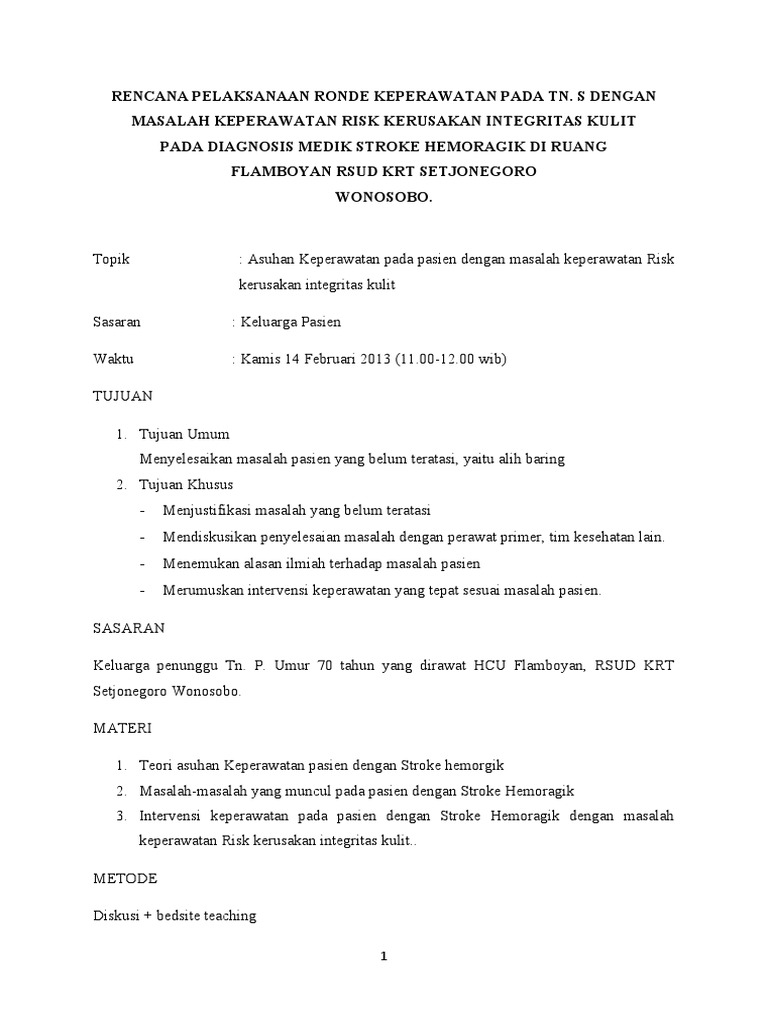 Proposal Ronde Keperawatan KMB | PDF