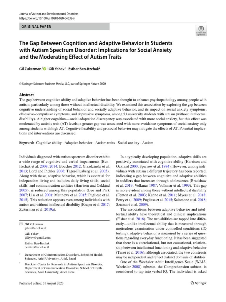 Cognitive and Adaptative Behavior | PDF | Autism Spectrum | Autism