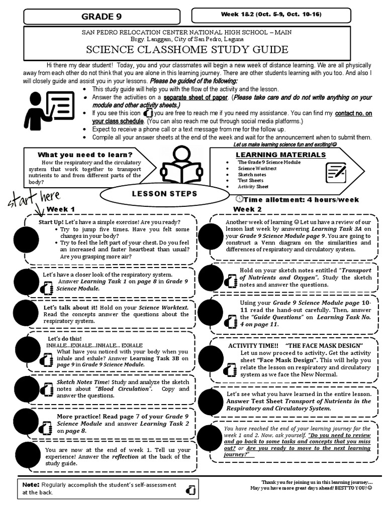 Sample Study Guide Self-Assessment Rubric For Science | PDF ...