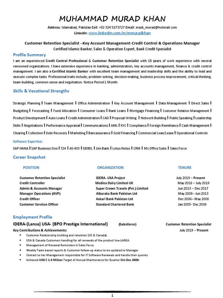 Resume-Murad 2021 | PDF | Online Banking | Banks & Banking