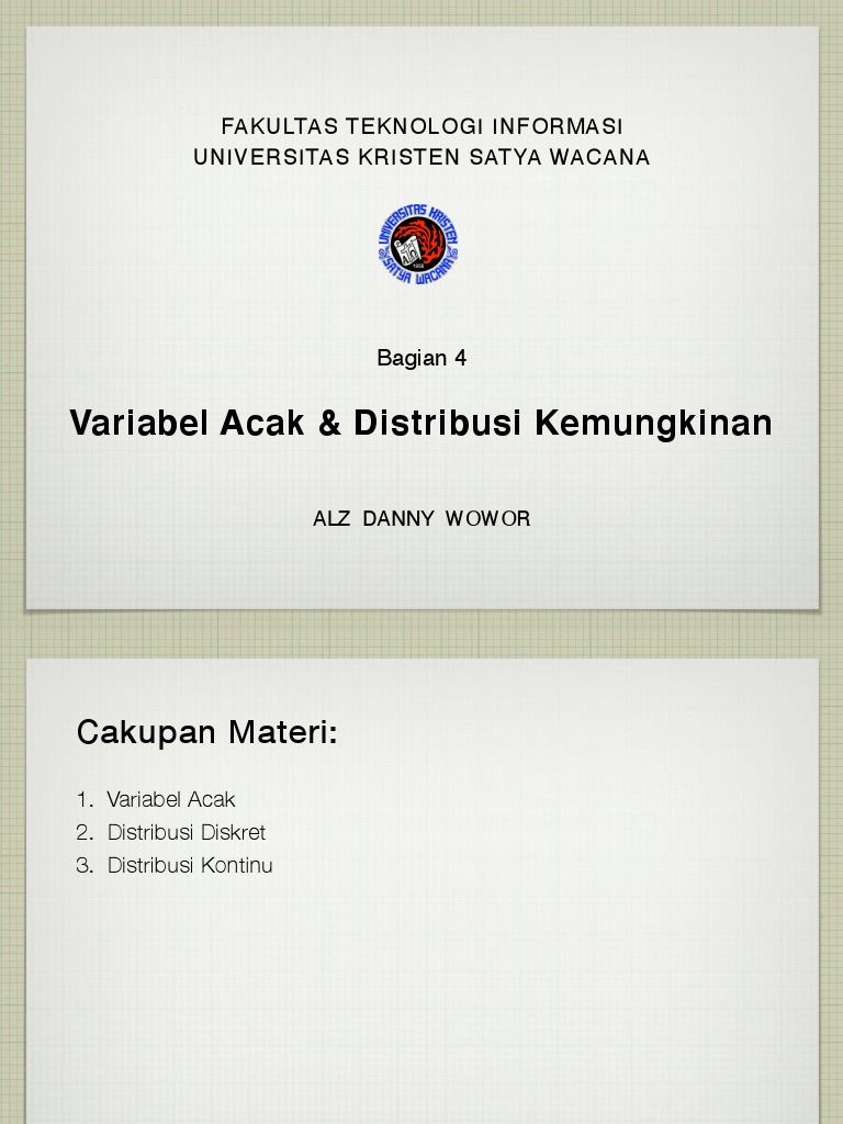 Variabel Acak Dan Distribusi Kemungkinan | PDF