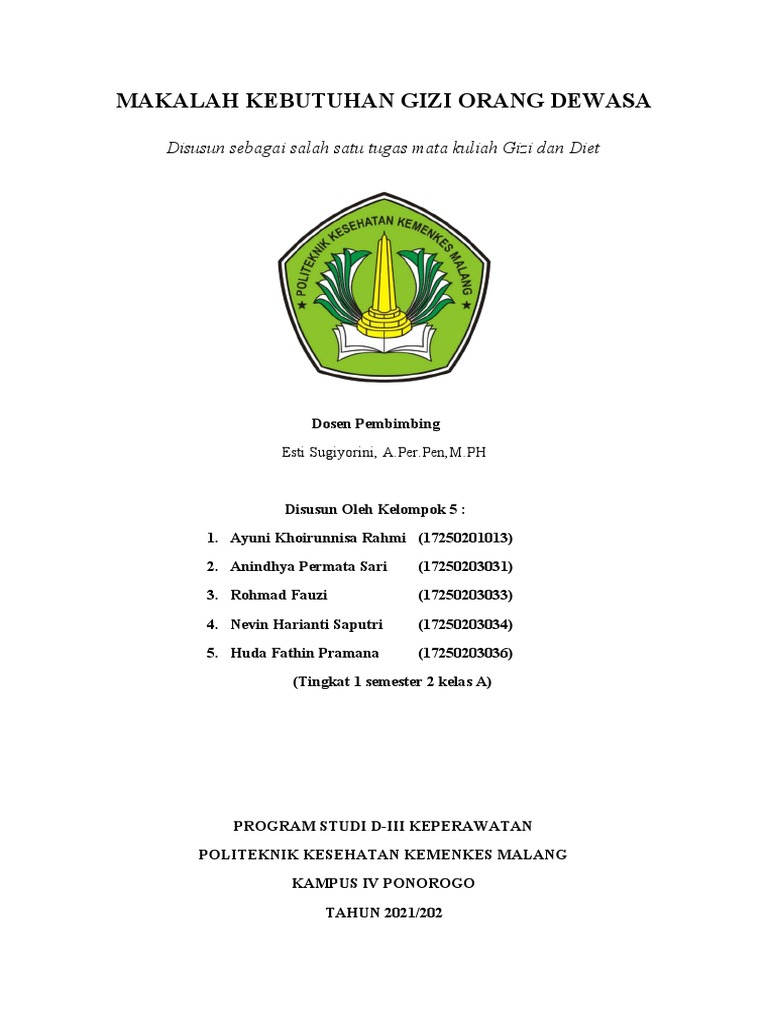 Kebutuhan Gizi Dewasa: Panduan Lengkap | PDF