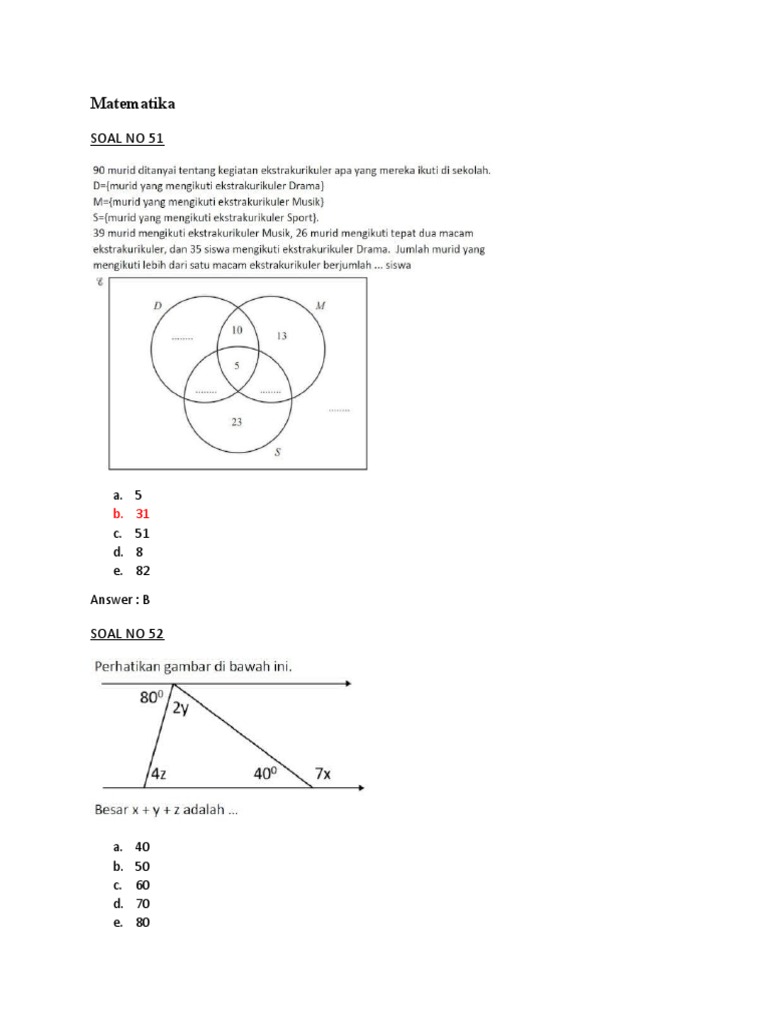 Collection of Mathematics Practice Questions and Answers | PDF