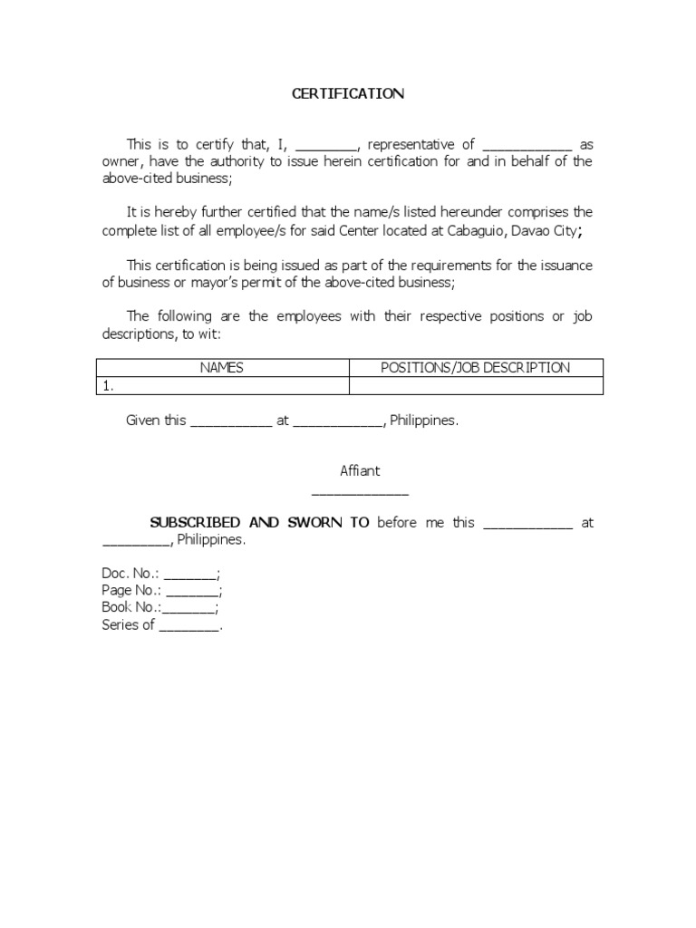 Certified Employee List for Business Permit | PDF | Career & Growth ...