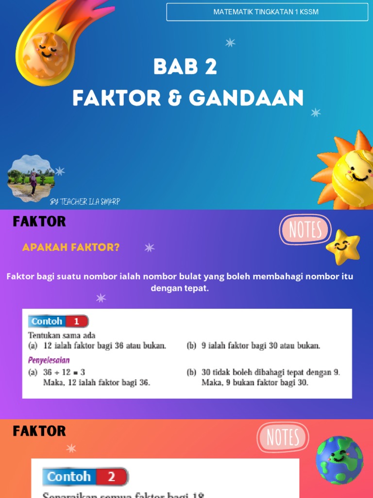 Matematik Tingkatan 1 Bab 2 Faktor & Gandaan | PDF