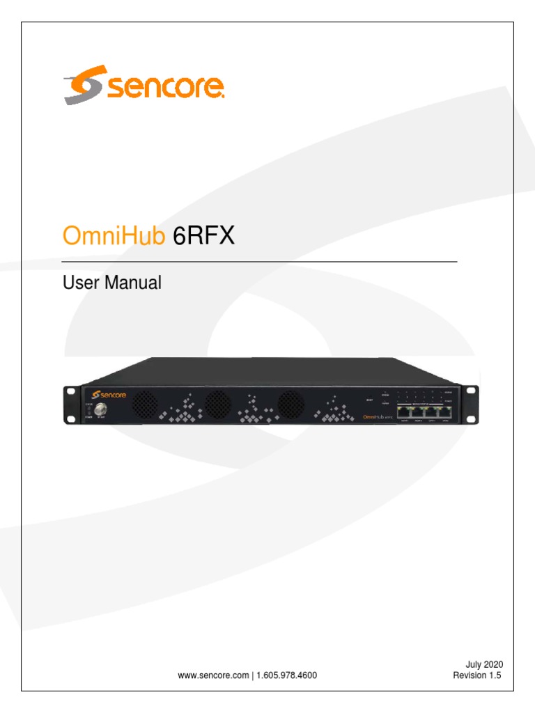 Sencore OmniHub 6RFX V1.5 | PDF | Ac Power Plugs And Sockets | Ip Address