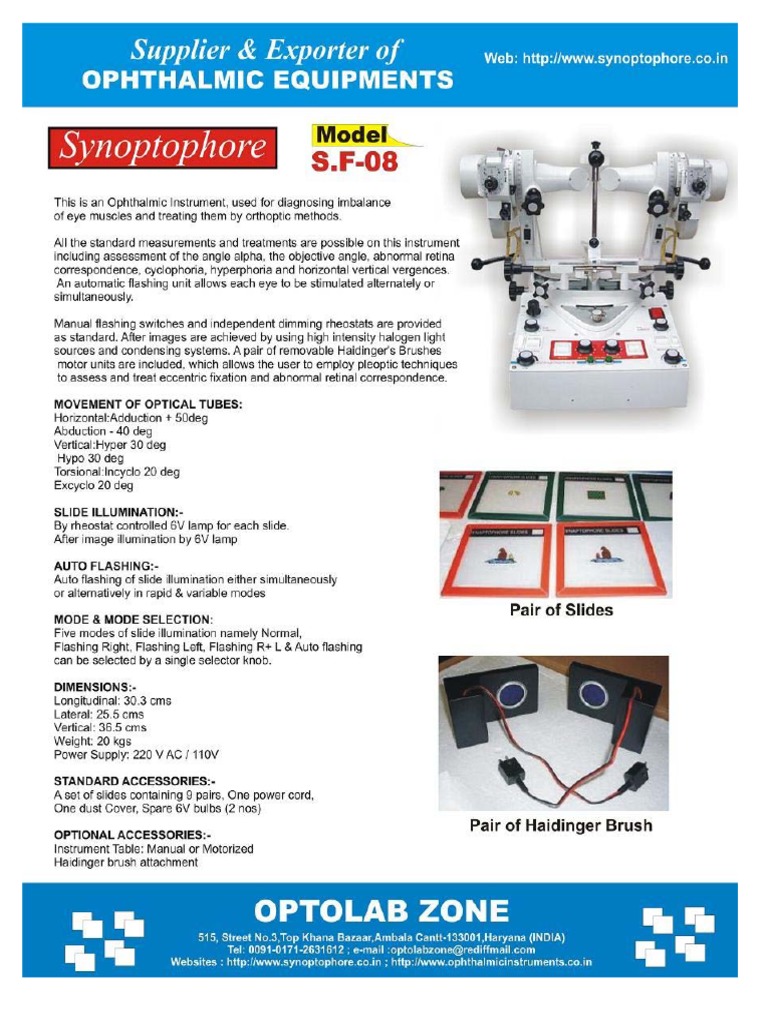 Synoptophore Catalog PDF | PDF