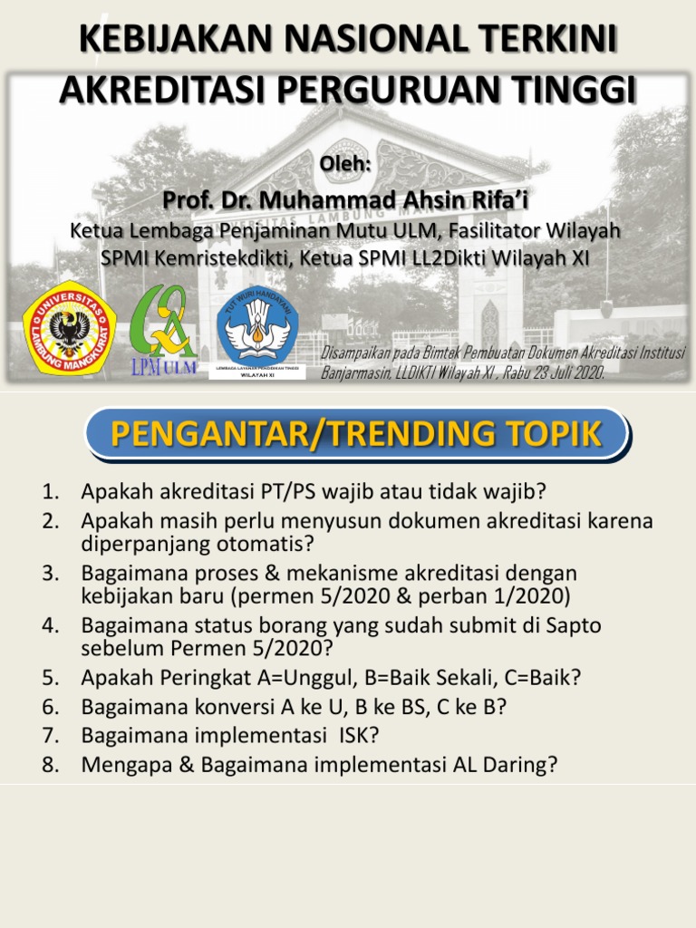 Ahsin Ulm-Kebijakan Nasional Akreditasi Perguruan Tinggi - 2020 | PDF