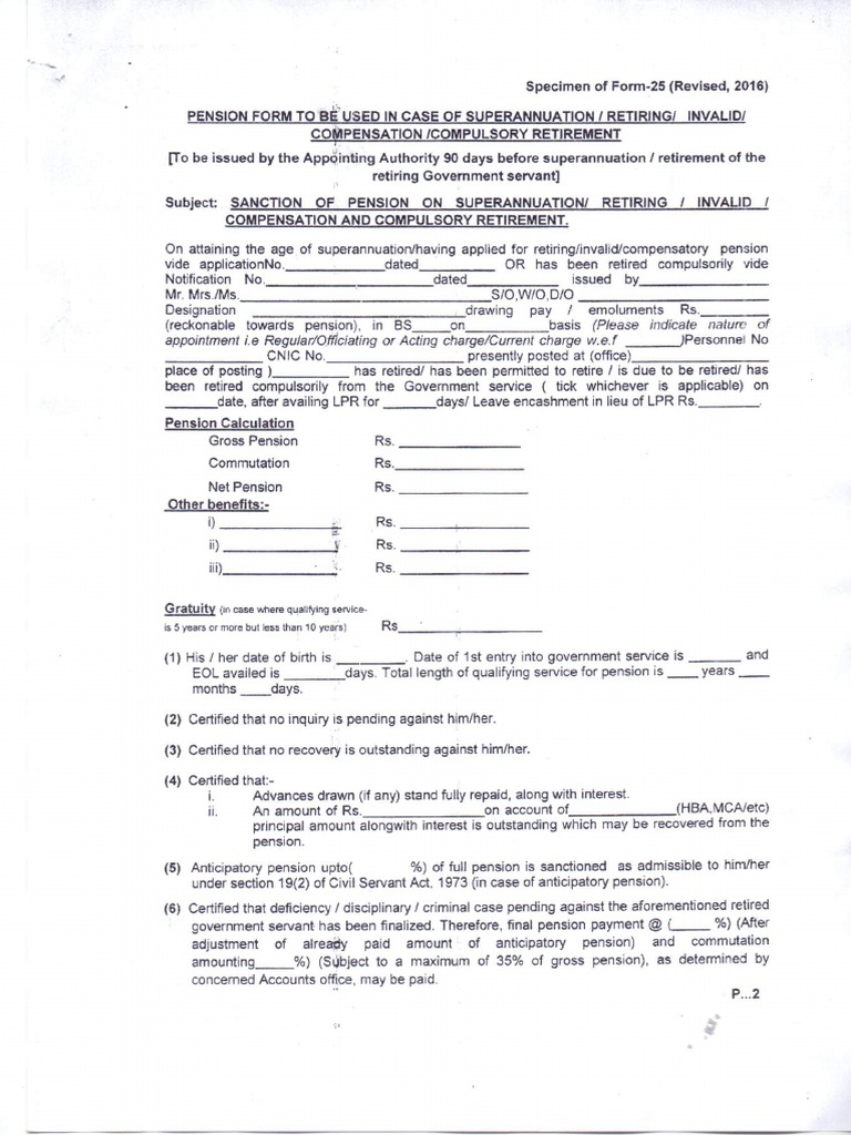 Pension Application Form | PDF