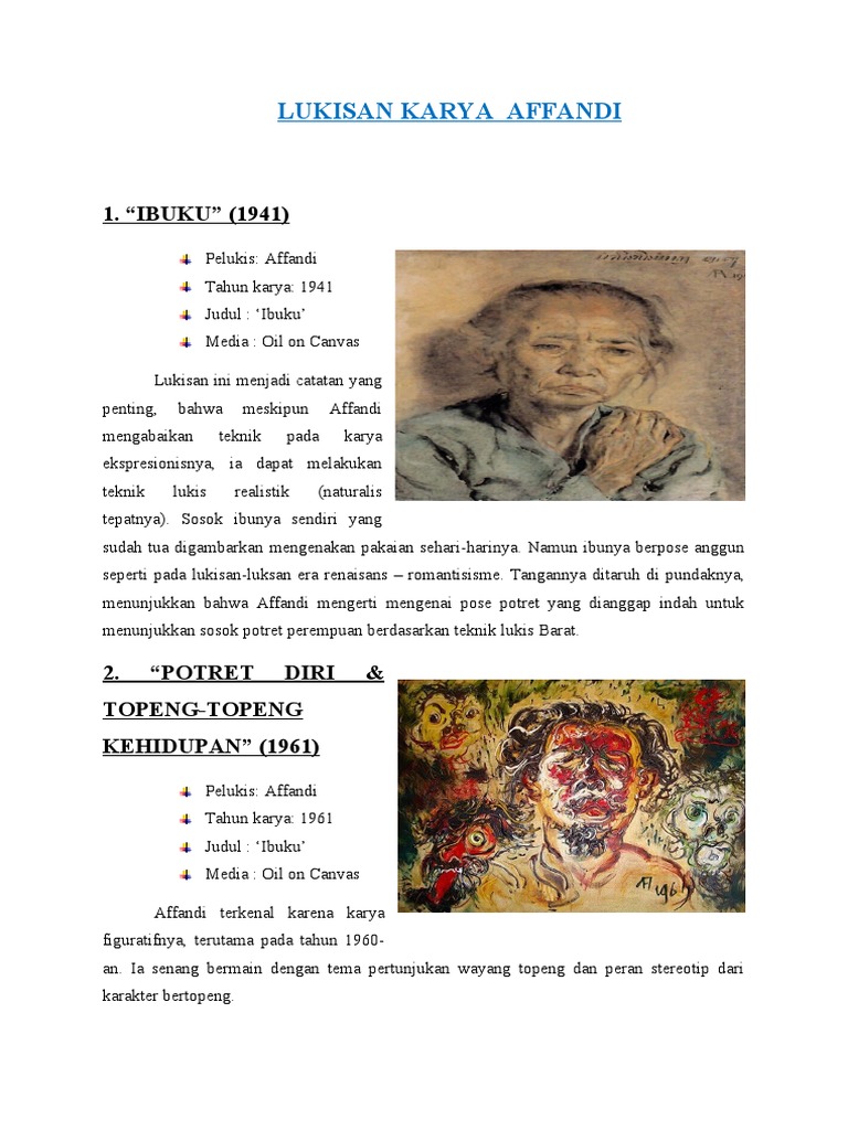 Lukisan Karya Affandi: 1. "IBUKU" (1941) | PDF | Seni