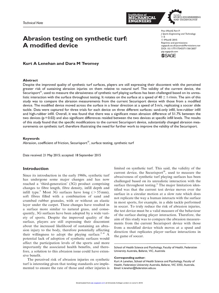 Abrasion Testing On Synthetic Turf | PDF | Analysis Of Variance ... Abrasion Testing On Synthetic Turf | PDF | Analysis Of Variance ...
