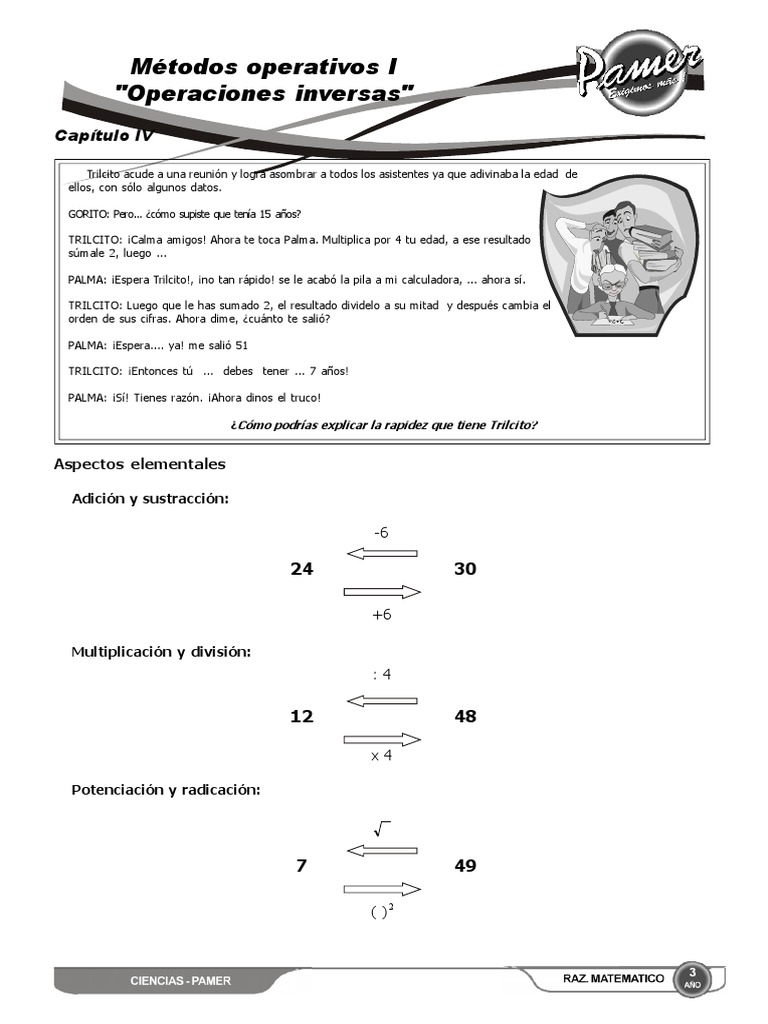 Operaciones Inversas | PDF | Sustracción | Multiplicación